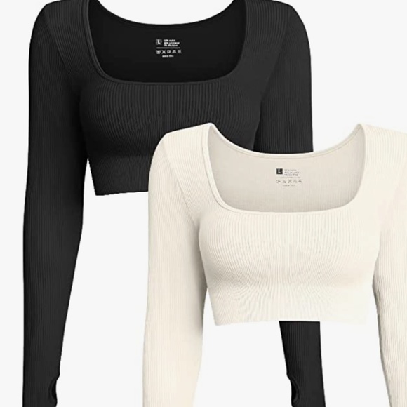 Boutique | Tops | Womens 2 Piece Crop Top Ribbed Seamless Workout ...